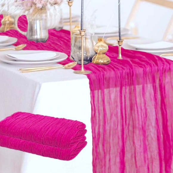 Kitchen | Hot Pink Cheesecloth Table Runner 1ft 2 Pack Boho Table ...